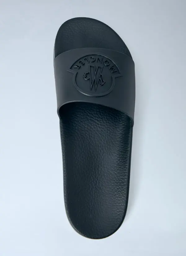 Moncler Basile Embossed Slide Sandals - Black