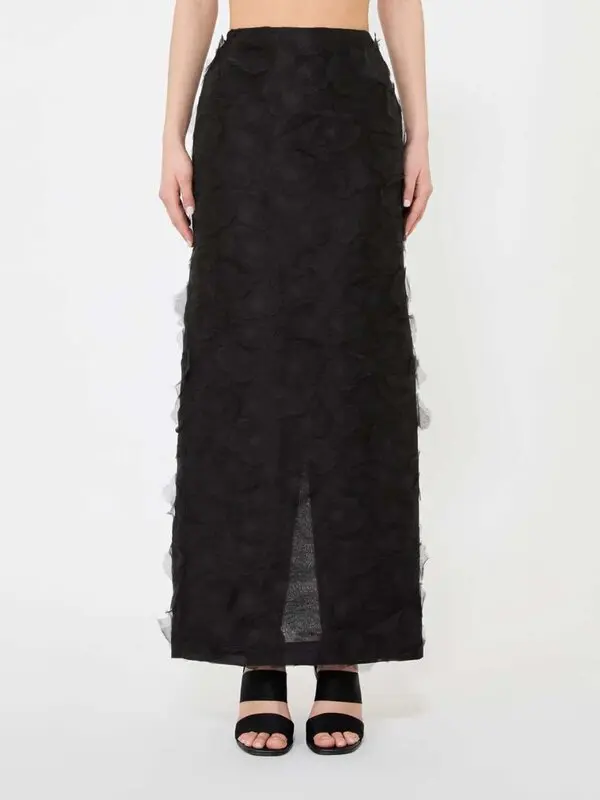 Max Mara Midi Skirt With 3d Jacquard Texture - Black