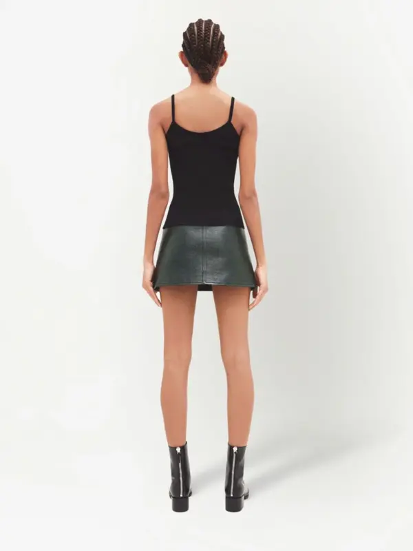 COURREGES Ribbed Knit Top With Logo Patch - Black
