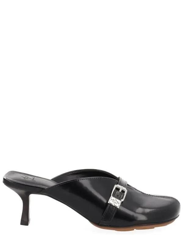 GANNI Buckled Heeled Mules - Black