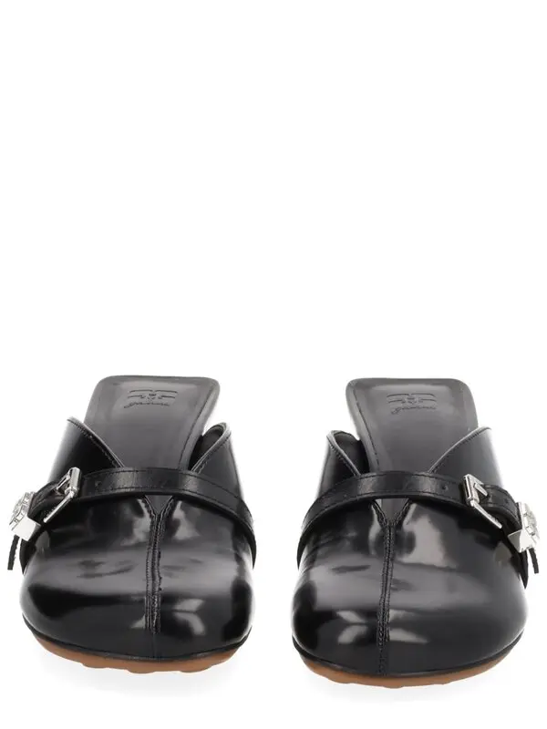 GANNI Buckled Heeled Mules - Black