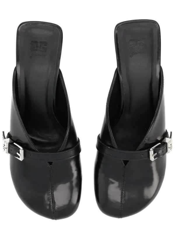 GANNI Buckled Heeled Mules - Black