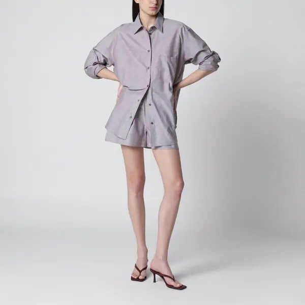 Andamane Oversized Cotton Shirt And Shorts Set - Cream