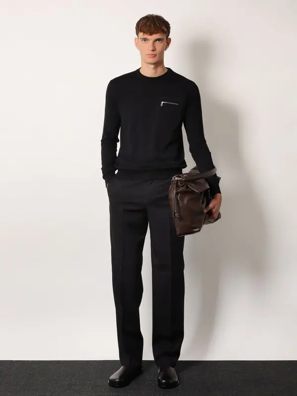Fendi Virgin Wool Sweater With Ff Motif Pocket - Multicolor