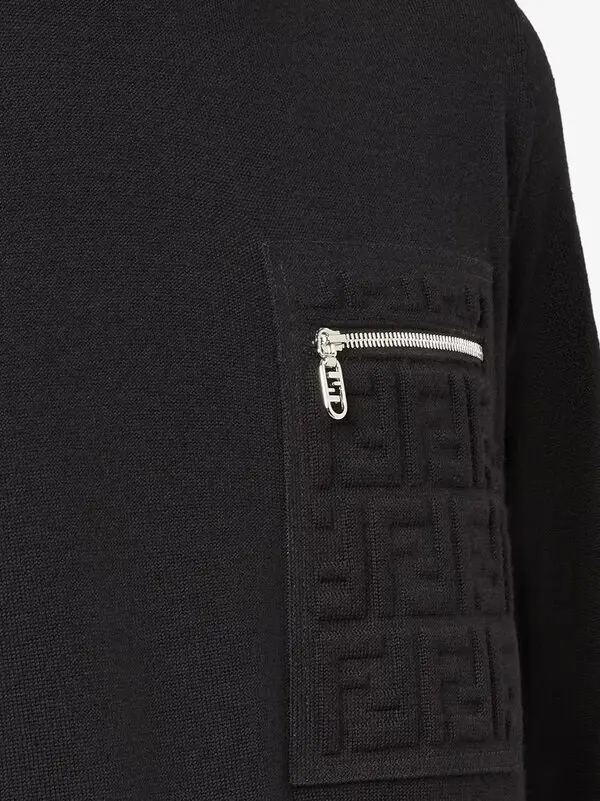 Fendi Virgin Wool Sweater With Ff Motif Pocket - Multicolor