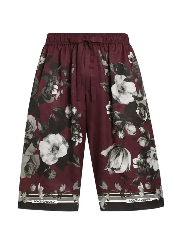 Dolce & Gabbana Peony Foliage Print Silk Trousers - Multicolor