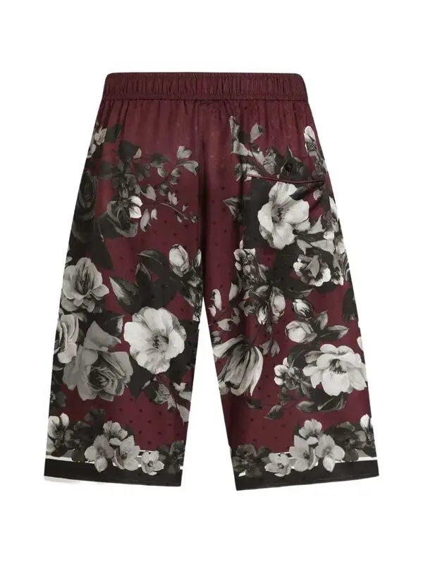 Dolce & Gabbana Peony Foliage Print Silk Trousers - Multicolor