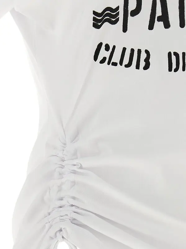Balmain Club" 3/4 Sleeve T-shirt With Drawstring Detail - Multicolor