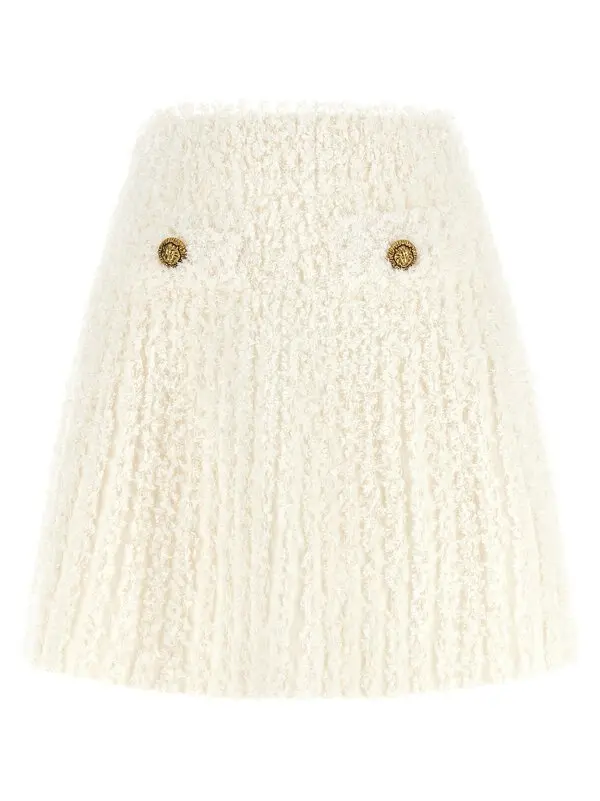 Balmain Plumetis Tweed Mini Skirt - White