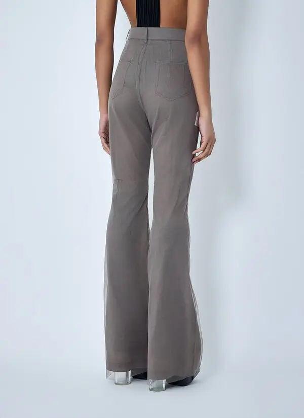 Rick Owens High-rise Flared Trousers With Contrasting Panels - Gray