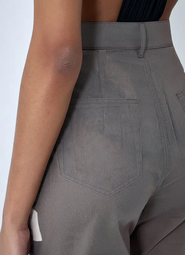 Rick Owens High-rise Flared Trousers With Contrasting Panels - Gray