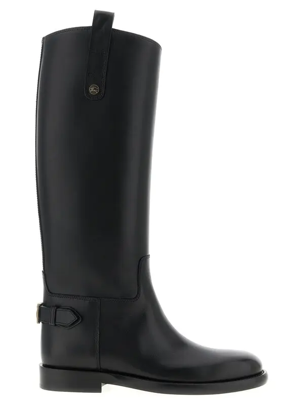 Burberry Cavalier Smooth Calf Leather Knee High Boots - Black