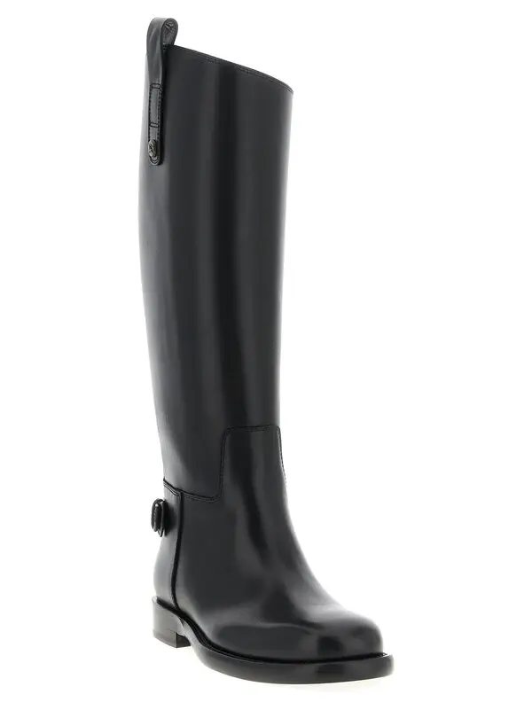 Burberry Cavalier Smooth Calf Leather Knee High Boots - Black