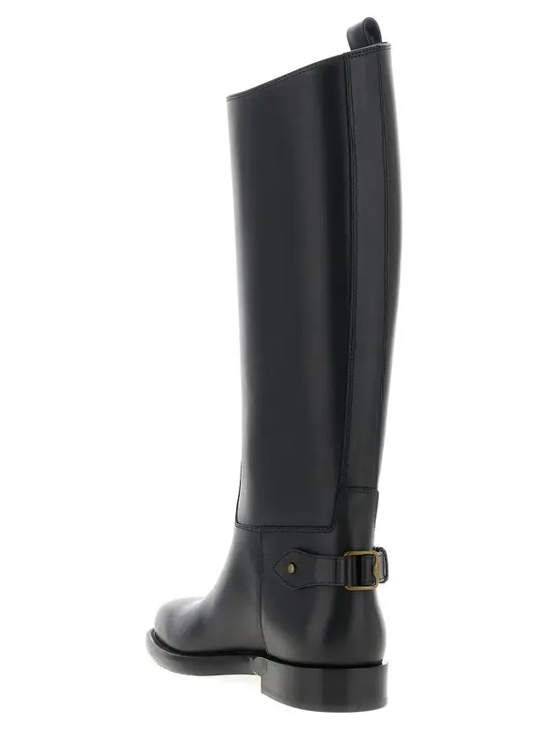 Burberry Cavalier Smooth Calf Leather Knee High Boots - Black