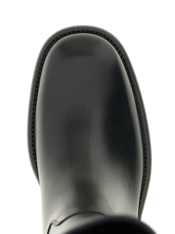 Burberry Cavalier Smooth Calf Leather Knee High Boots - Black