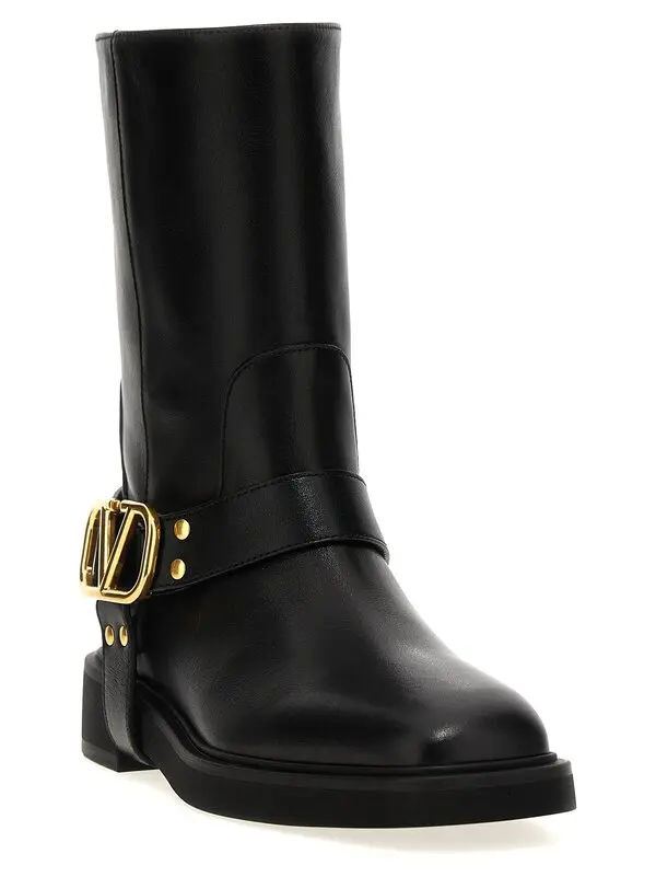 Valentino Garavani Vlogo Signature Leather Ankle Boots