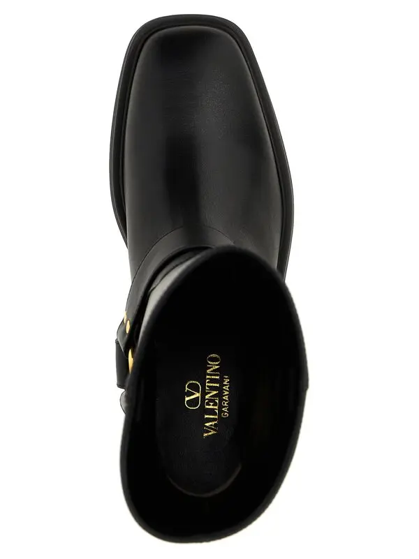 Valentino Garavani Vlogo Signature Leather Ankle Boots