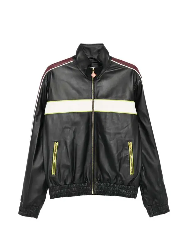 Casablanca Striped Leather Zip-up Jacket
