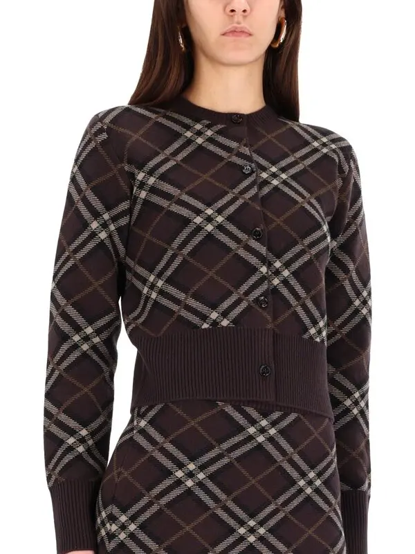 Burberry Gillian Checkered Knit Cardigan