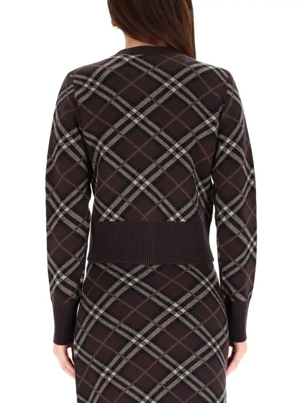 Burberry Gillian Checkered Knit Cardigan