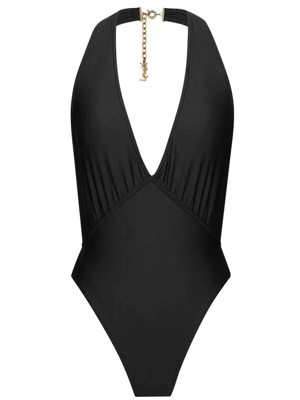 Saint Laurent Halterneck One Piece Swimsuit - Black