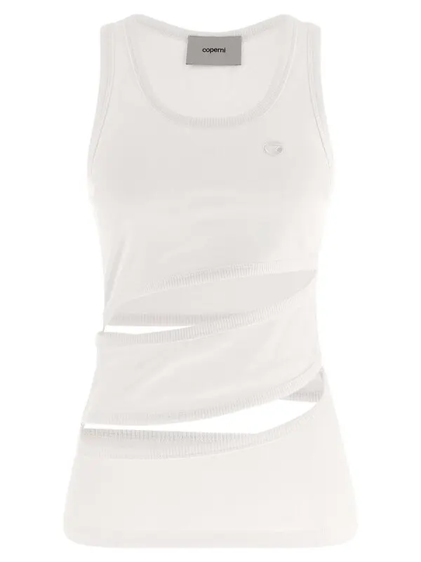 Coperni Spiral Ribbed Tank Top - White