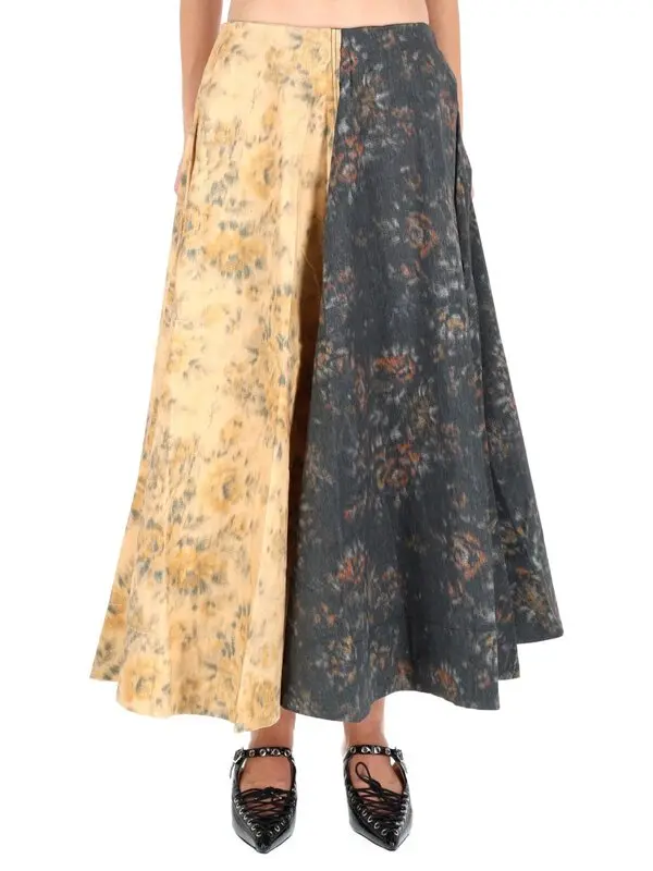 GANNI Asymmetrical Printed Skirt