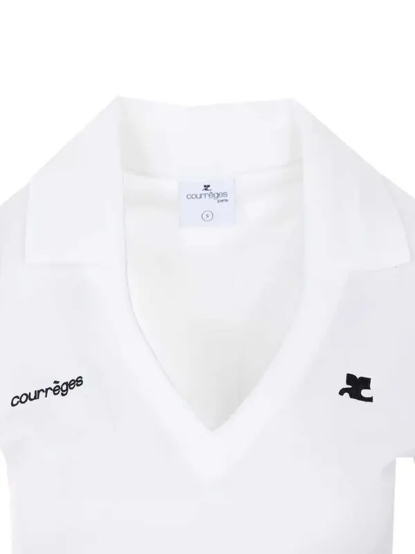 COURREGES V-neck Short Sleeve T-shirt - White