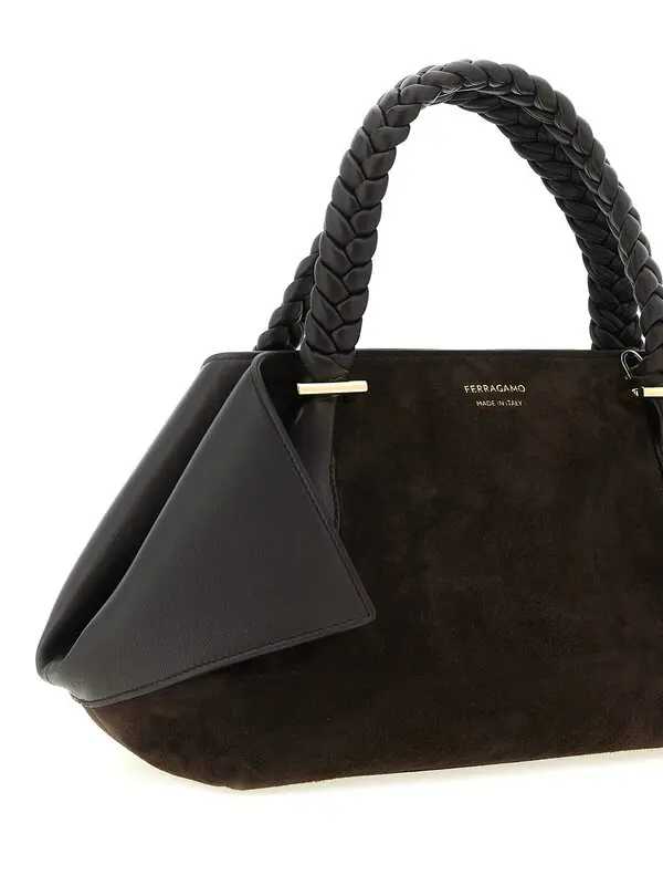 FERRAGAMO Suede And Leather Handbag - Brown