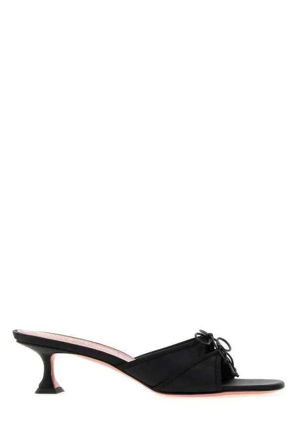Amina Muaddi Satin Eleonora Mules - Black