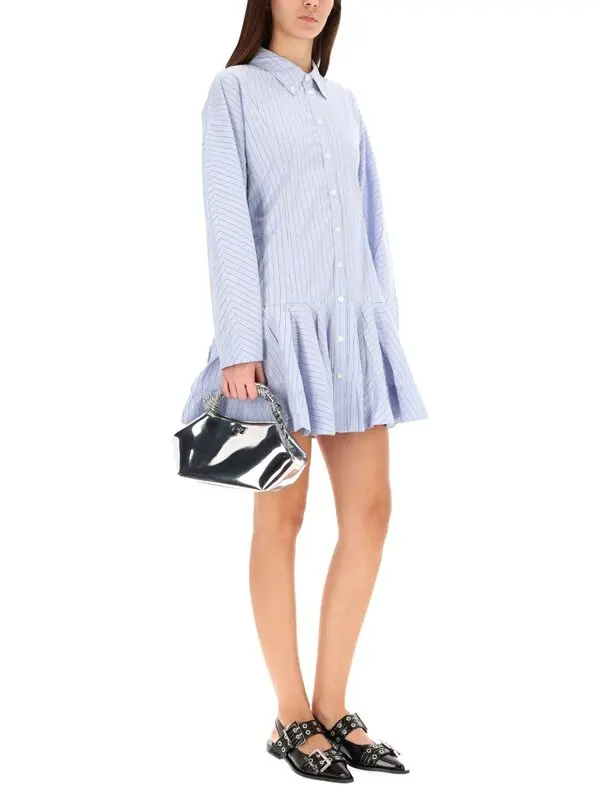 GANNI Striped Organic Cotton Chemisier Dress - Multicolor