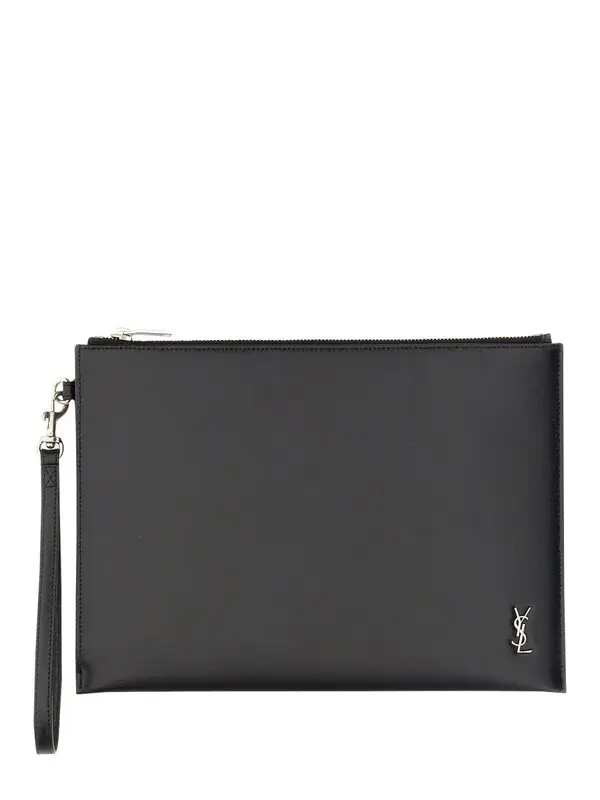 Saint Laurent Tablet Holder Tiny Cassandras Small - Black