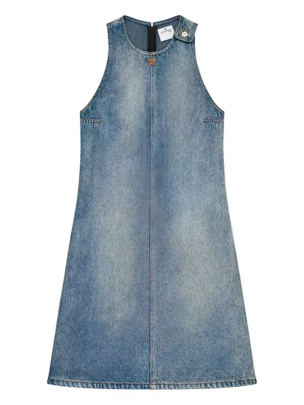 COURREGES Sleeveless Denim A-line Dress - Blue