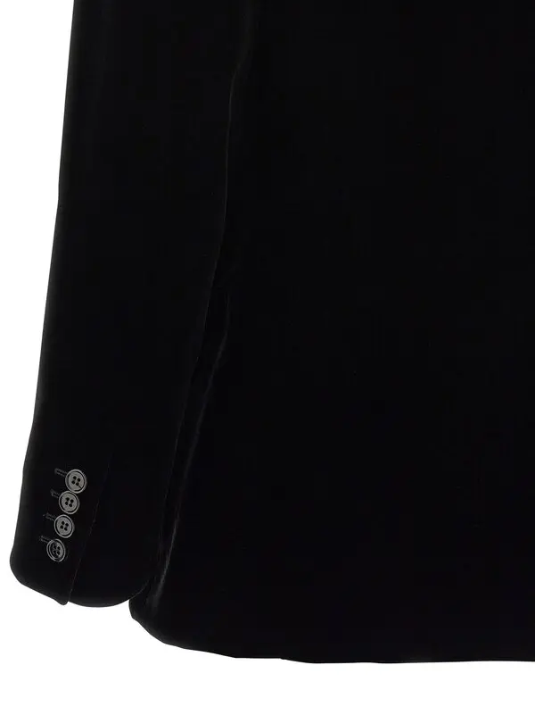 Saint Laurent Cassandre Double-breasted Velvet Blazer