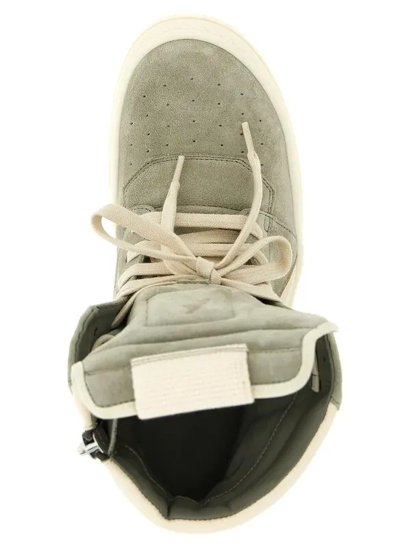 Rick Owens Geobasket Leather And Suede High-top Sneakers - Green