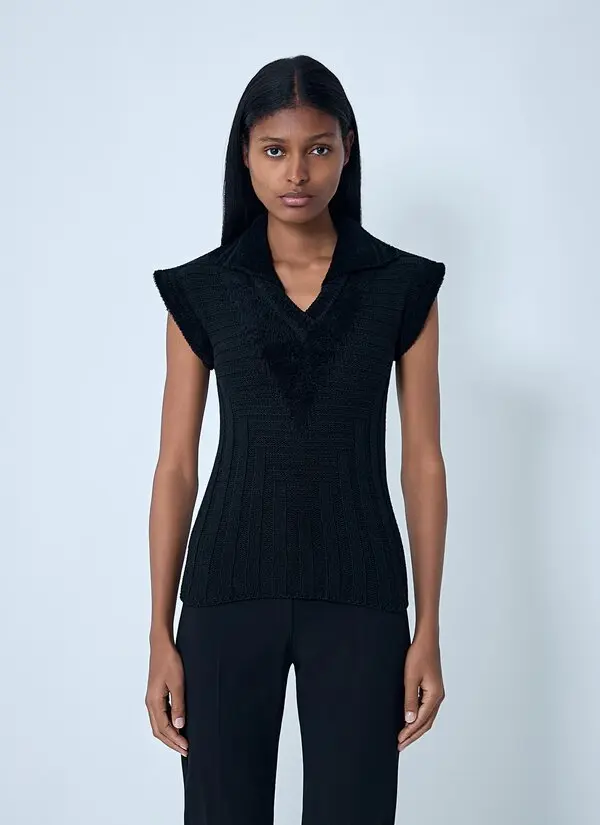 KIKO KOSTADINOV Quimby Knitted Polo Vest - Black