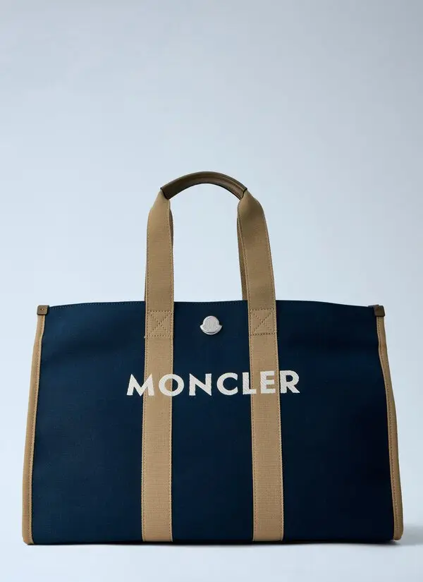 Moncler Canvas Logo Tote Bag - Blue