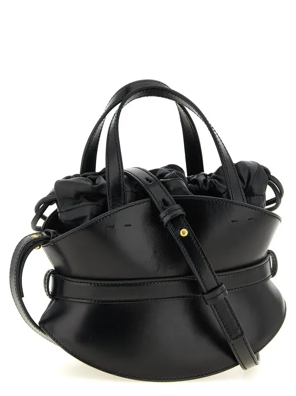 Balmain Mini Suede And Leather Handbag With Anthem Buckle