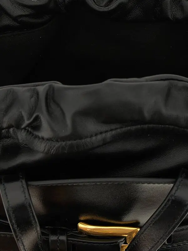 Balmain Mini Suede And Leather Handbag With Anthem Buckle