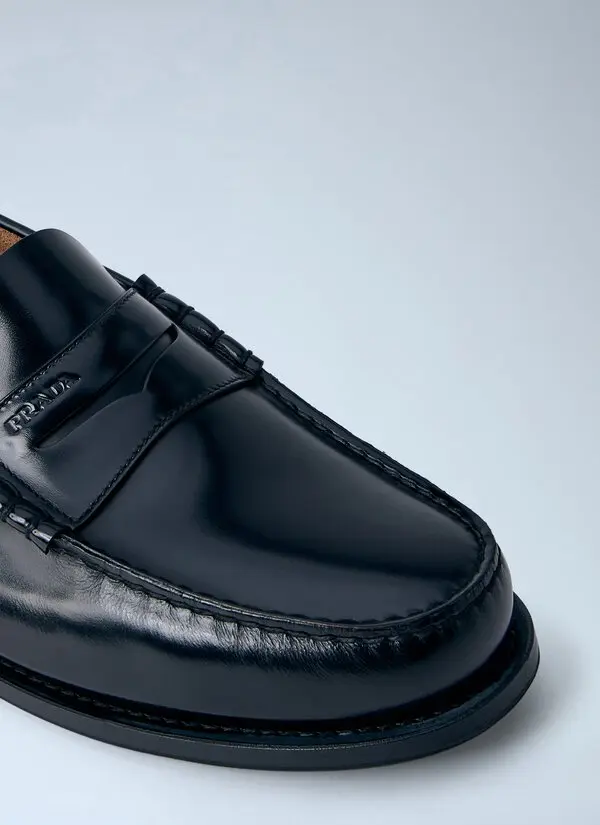 Prada Leather Loafers With Penny Strap