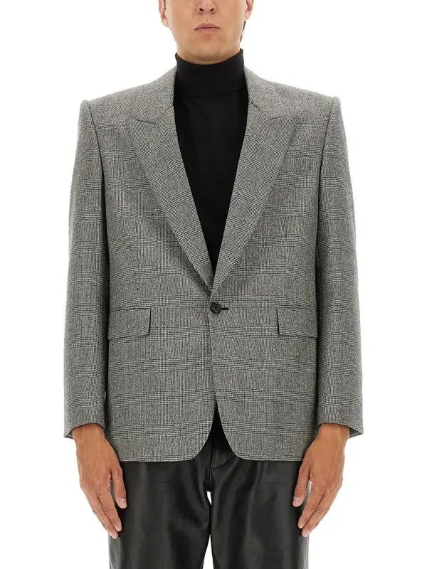 Saint Laurent Single-breasted Wool Flannel Jacket - Gray