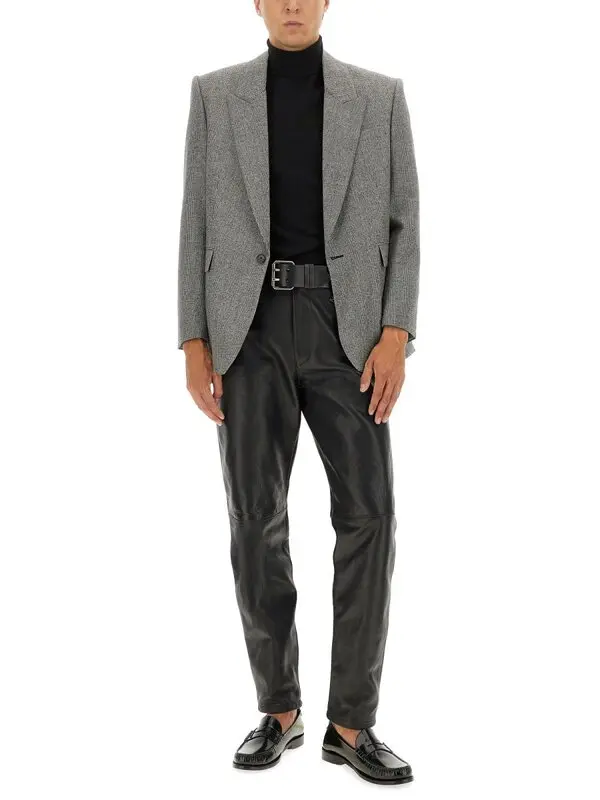 Saint Laurent Single-breasted Wool Flannel Jacket - Gray