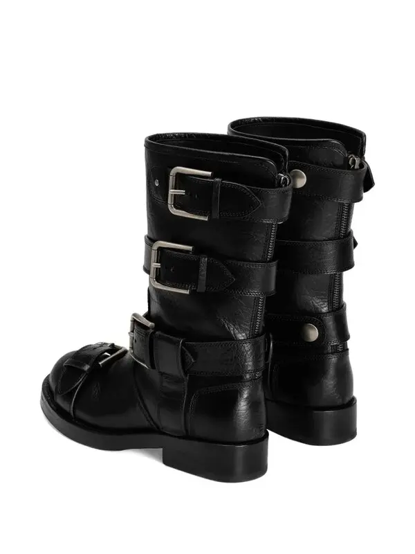Dolce & Gabbana Buckled Horseskin Boots - Black