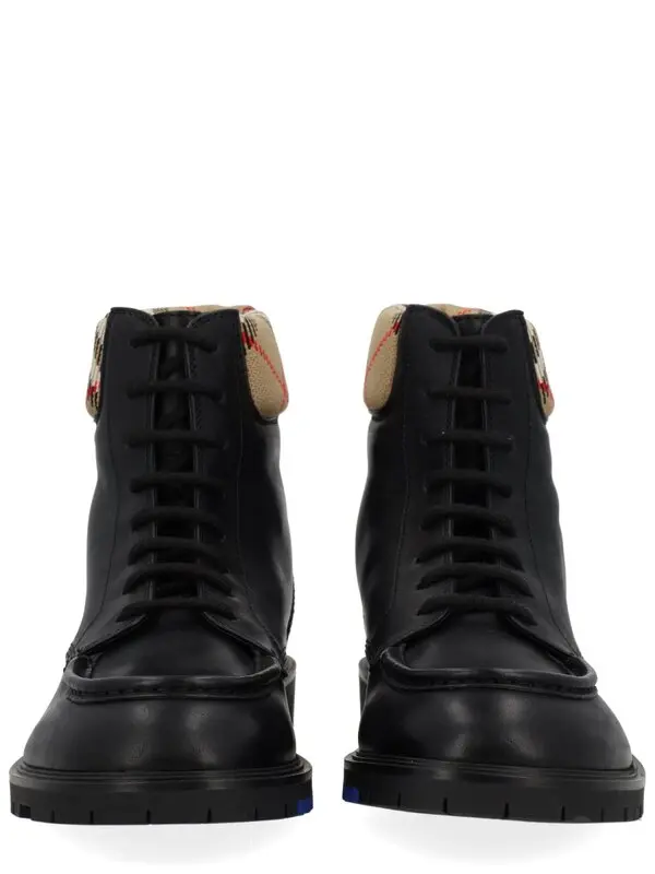 Burberry Rogue Leather Lace-up Boots - Black