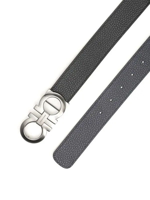 FERRAGAMO Reversible And Adjustable Gancini Belt - Black