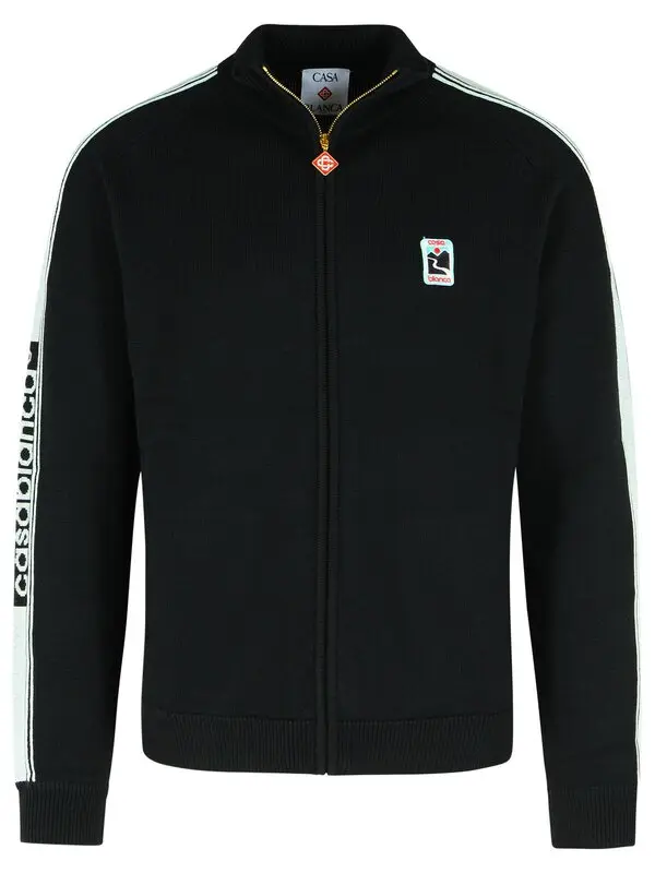Casablanca Merino Wool Zip-up Sweatshirt With Logo Detail