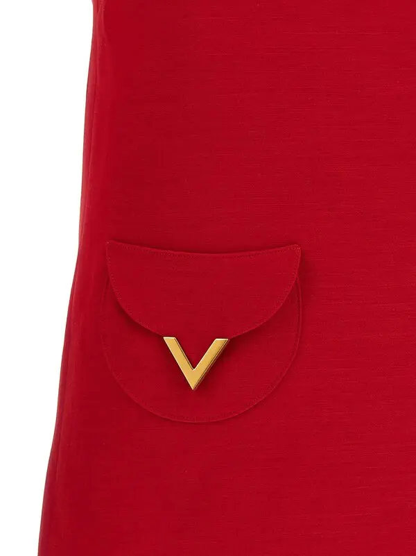 Valentino Garavani V Gold Crêpe Couture Mini Dress - Red