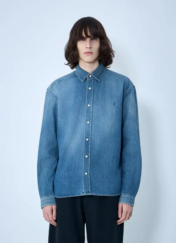 Saint Laurent Cassandre Denim Shirt - Blue