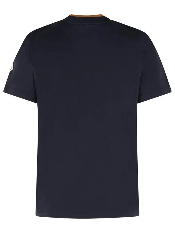 Moncler Navy Cotton Embroidered Logo T-shirt