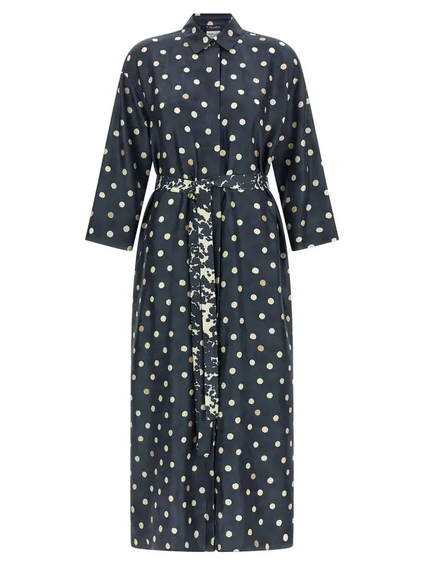 Max Mara S Mmleva' Silk Twill Polka Dot Midi Dress